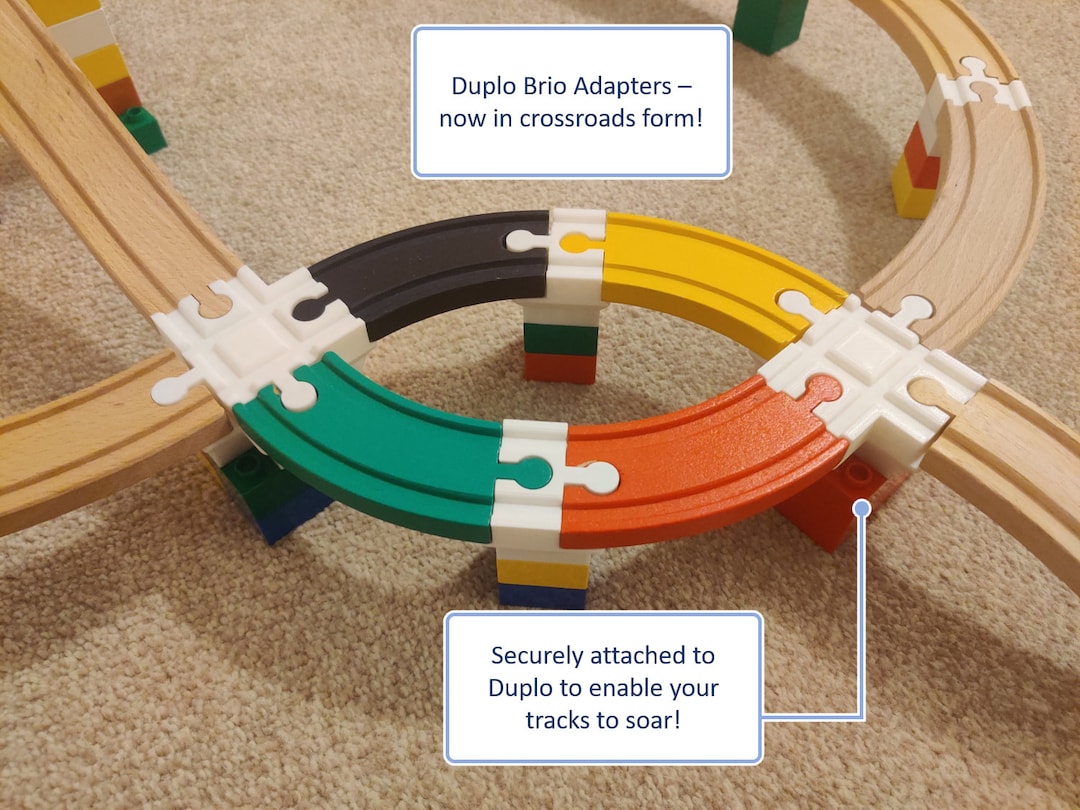 Duplo Brio Crossroad Adapter (x2) (connect Brio to Duplo to Send Your ...