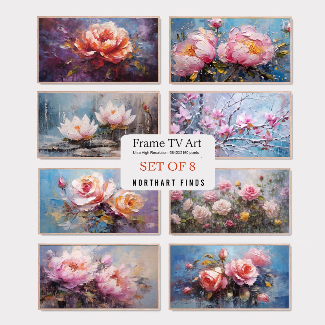 Botanical Floral TV Art Rose Pink Spring Digital Instant Download ...