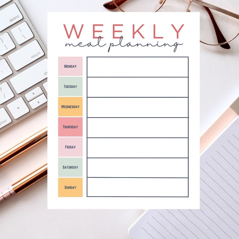 Meal Planning Chart Digital, Editable Meal Planner Chart, Printable ...