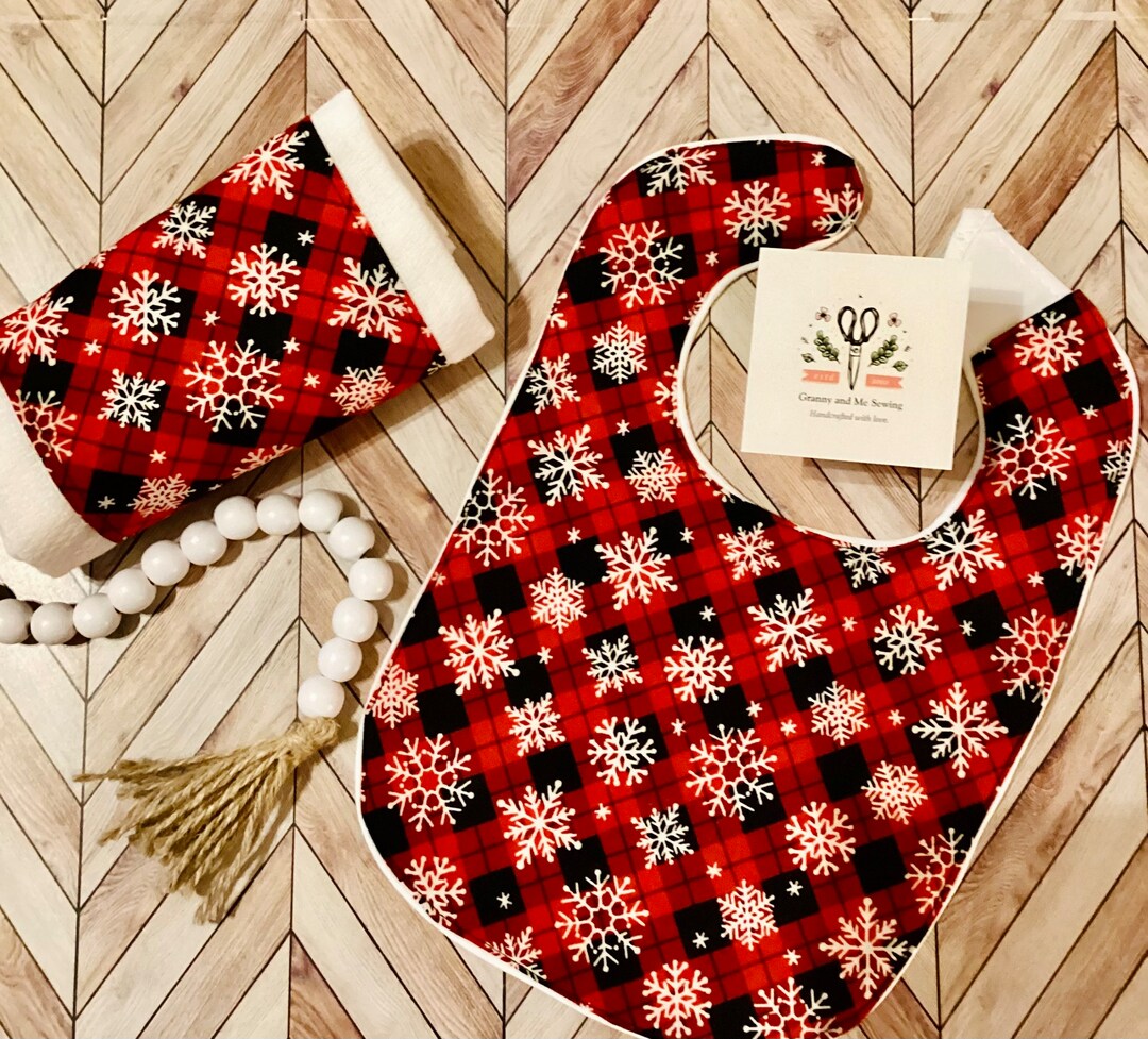 Winter Baby Feeding Burp and Bib Sets, Baby 1st Holiday Sets, Baby ...