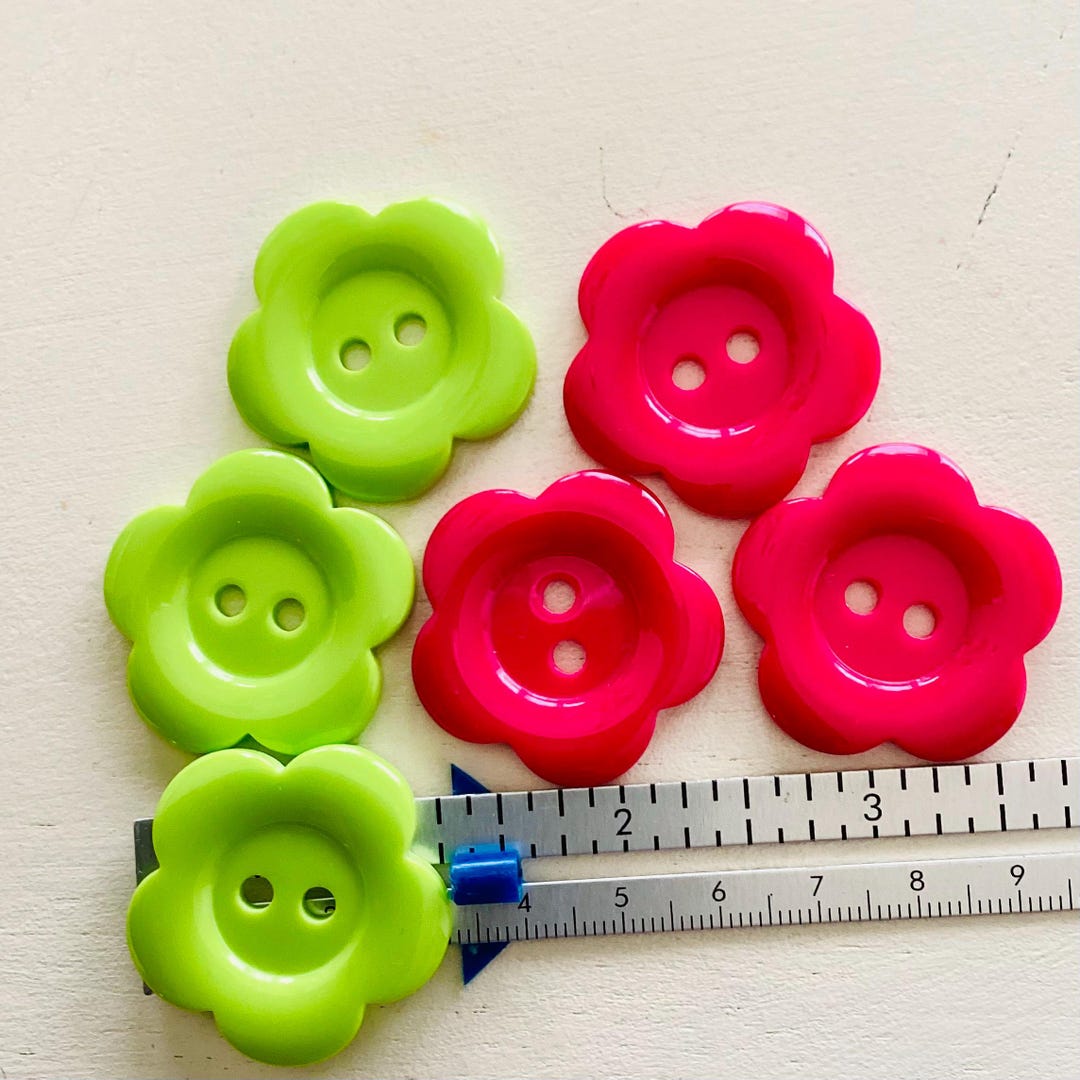 Mini and Big Flower Sewing Buttons: Hot Pink Yellow, Orange, Blue, Lime ...