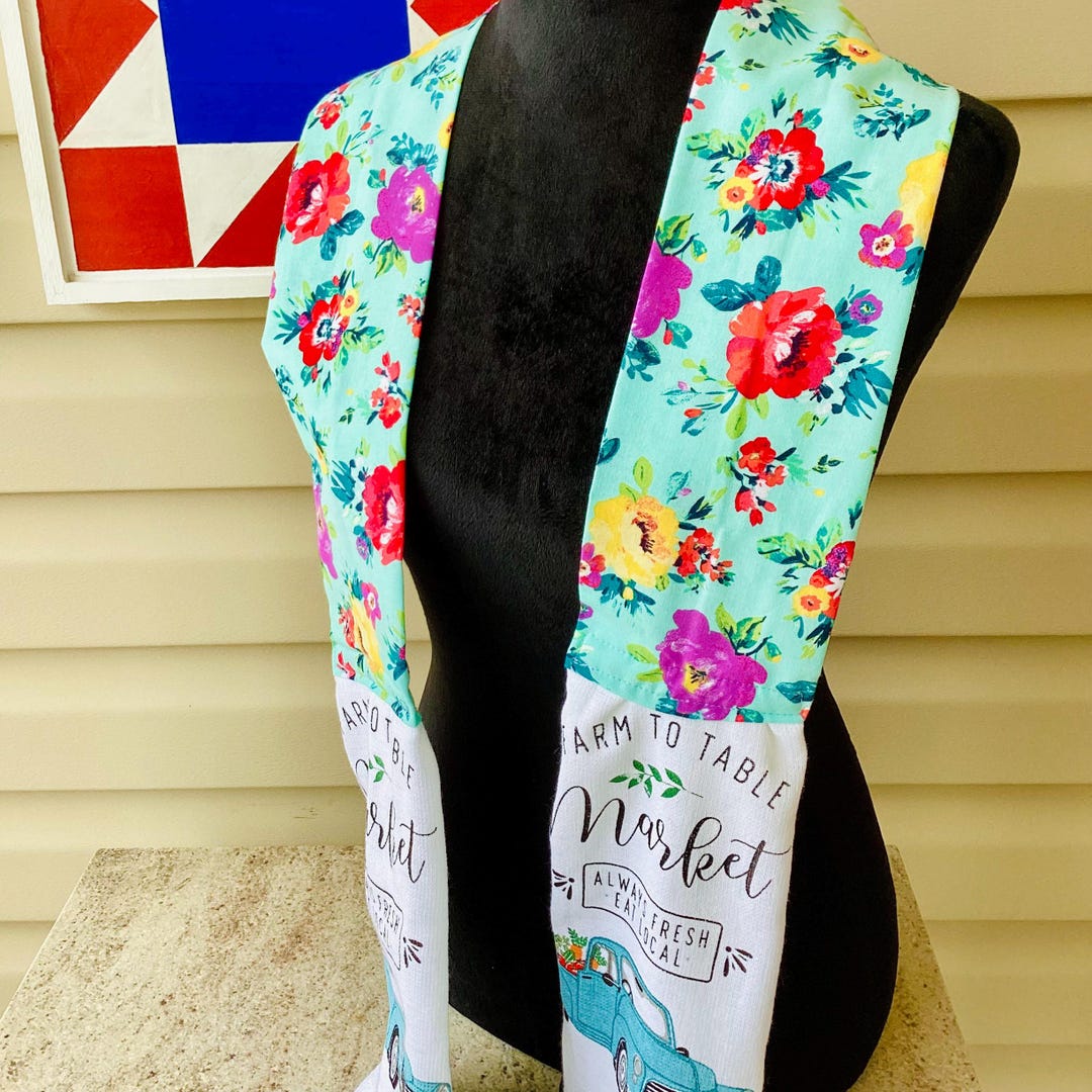 Handmade Kitchen Boa Neck Scarf: Flowers, Bees, Farm Truck, Plants ...