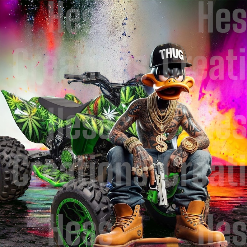 Thug Donald Duck Weed Guns PNG Digital Image File, Designed Tumbler ...
