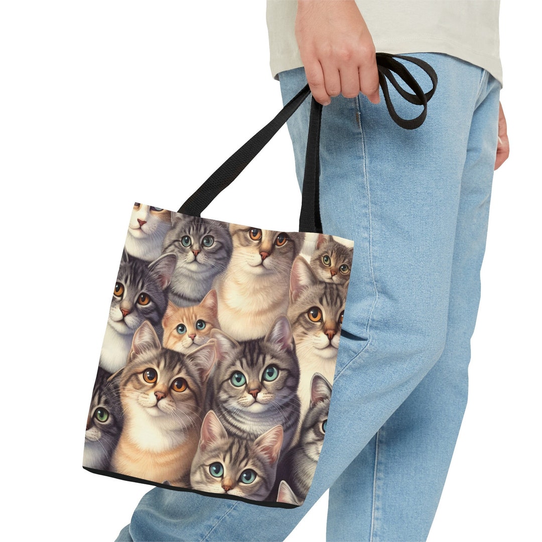 Tote Bag With Kittens Print, Colorful Shopper Bag With Cats ...