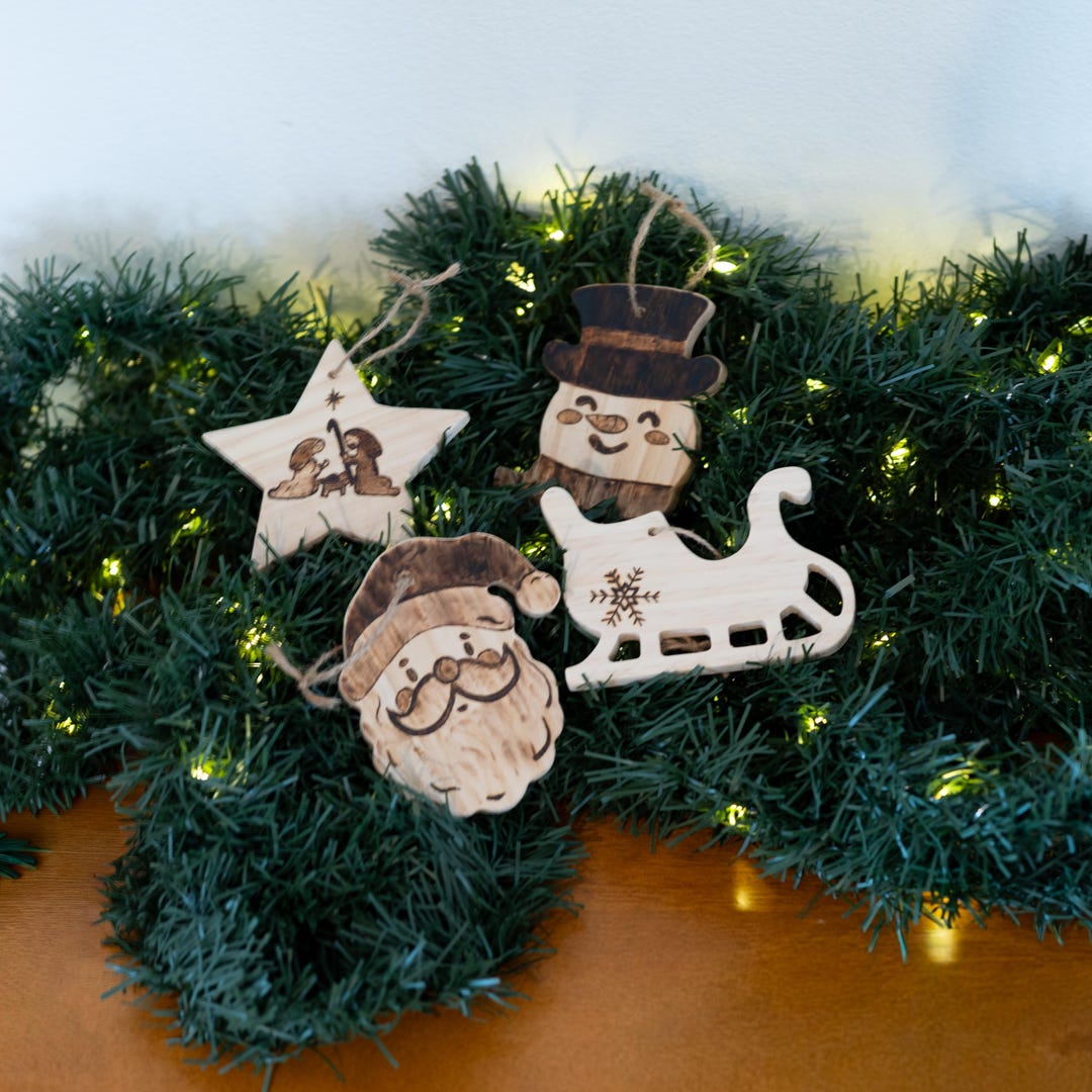 Wood Burned Ornaments; Pyrography Ornaments; Christmas Ornament ...