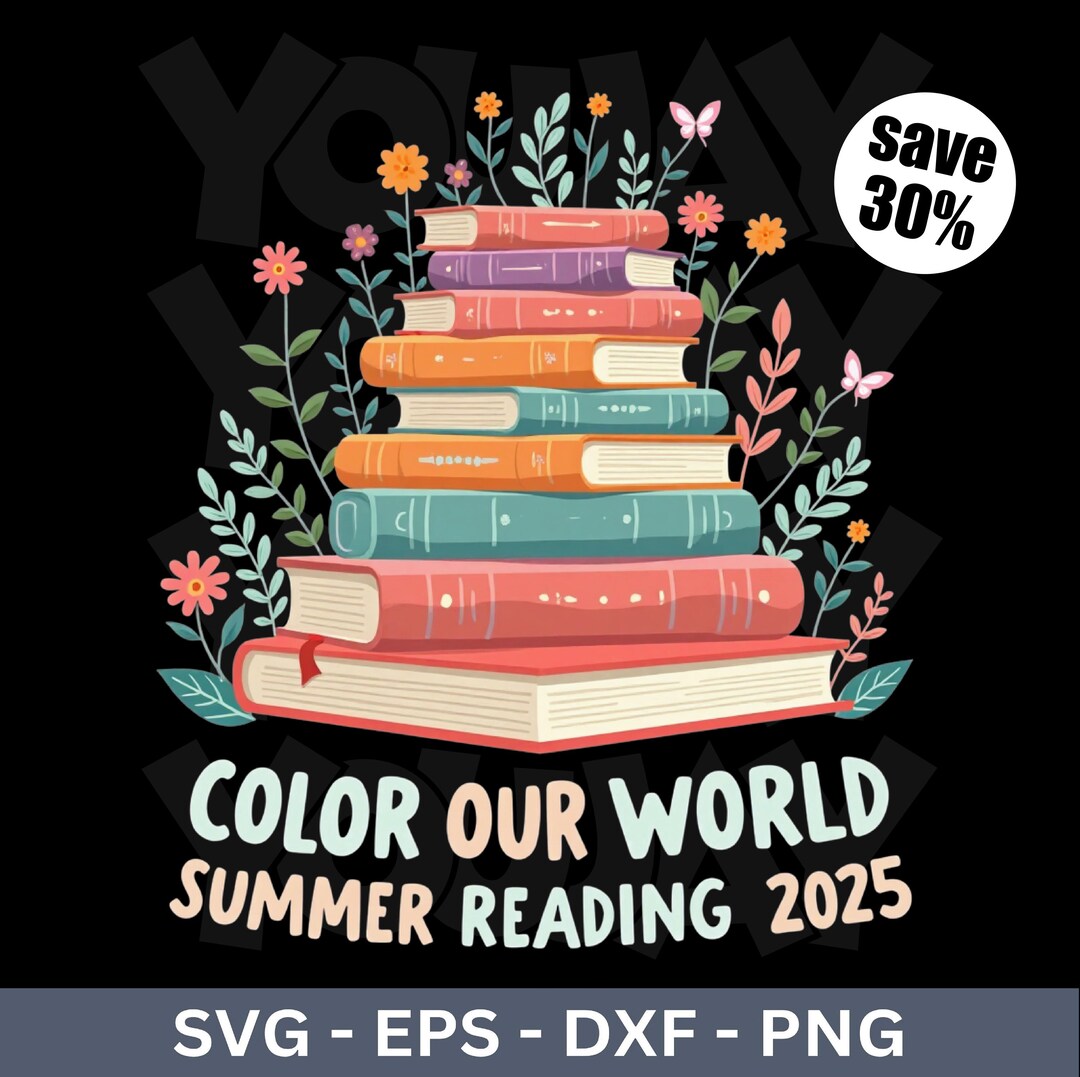 Color Our World Summer Reading 2025, Cute Book Wildflowers Svg, Book ...
