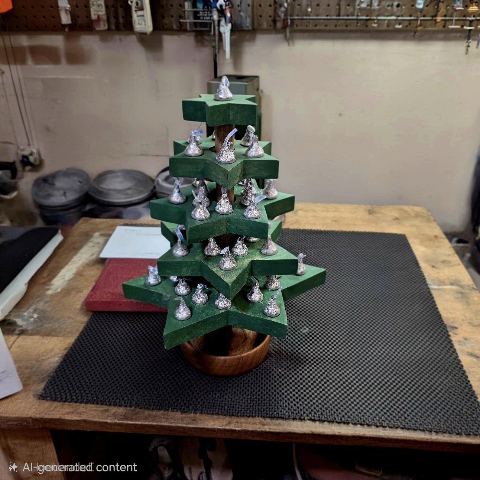 Handmade Wooden Christmas Tree With Hershey Kisses – Festive Holiday ...