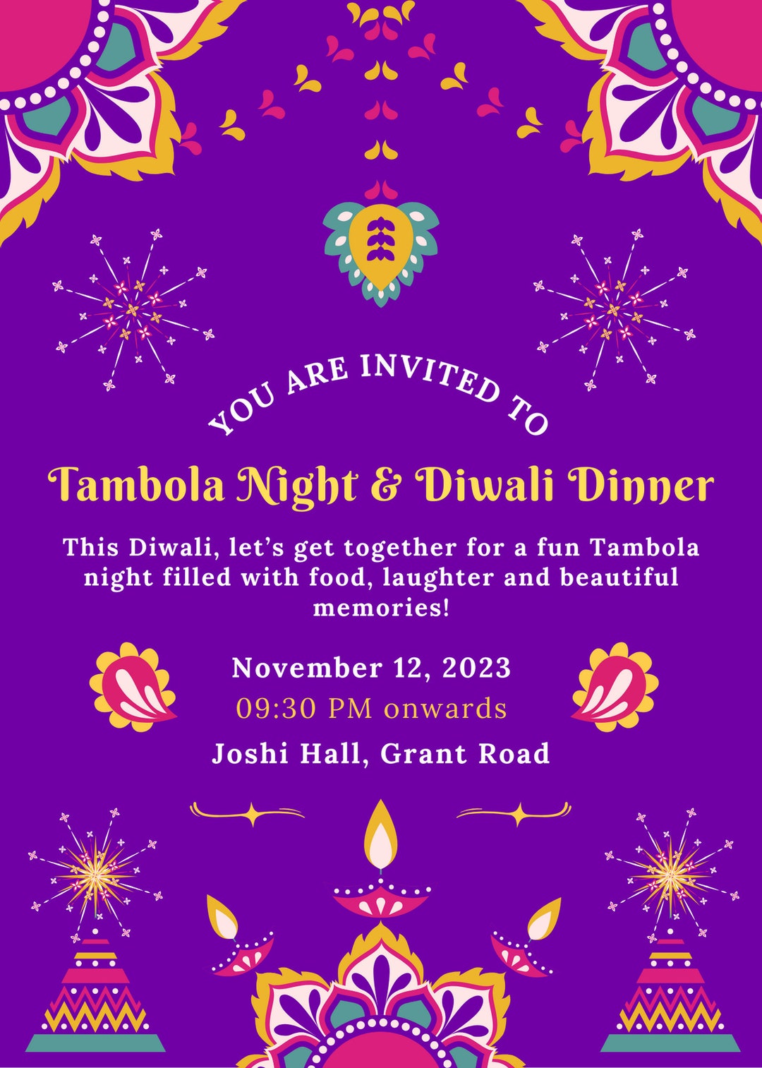 Tambola Night Diwali Dinner Invitations - Etsy