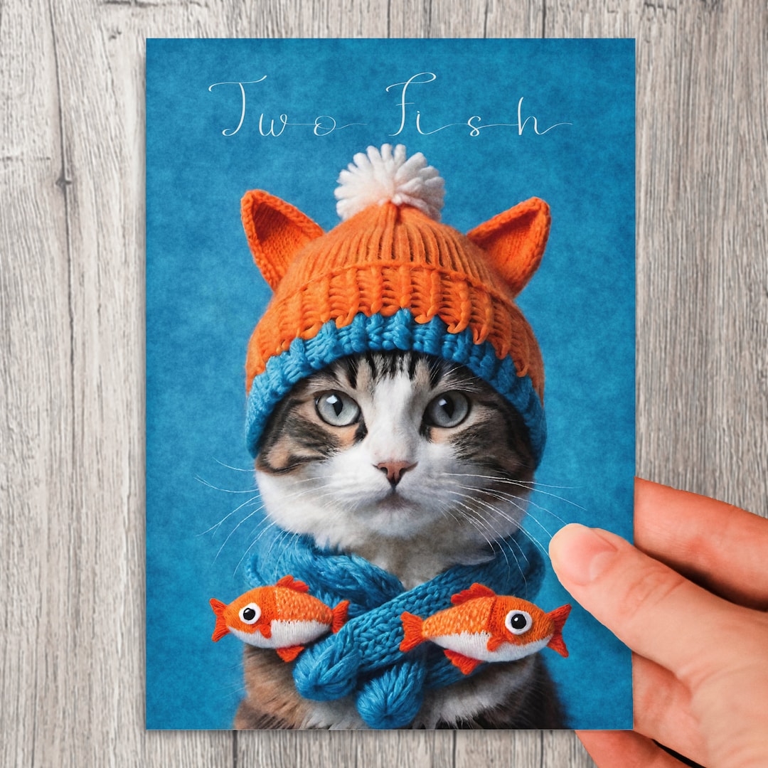 PISCES Funny Cat Birthday Card With Envelope 7x5 or A5 Size - Etsy