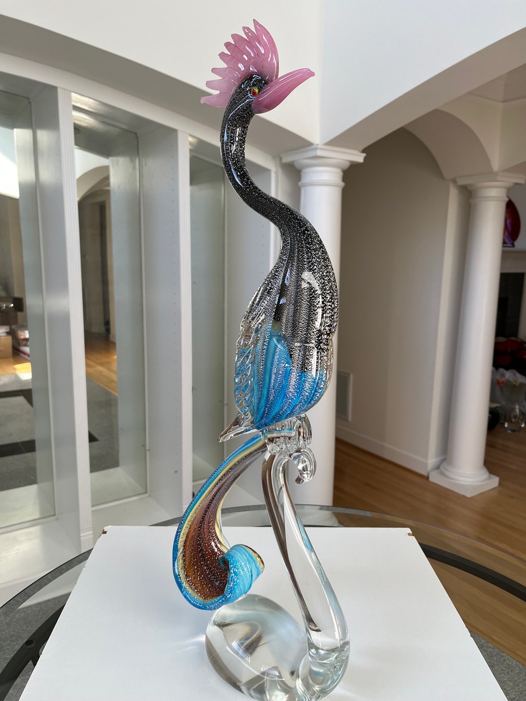 FORMIA, Vetri Di Murano Art Glass Bird Sculpture, With Silver Leaf ...
