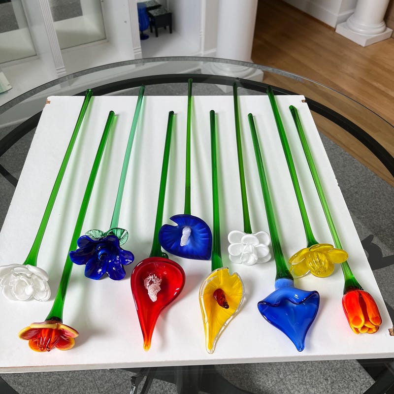 Blown Glass Flowers - Etsy