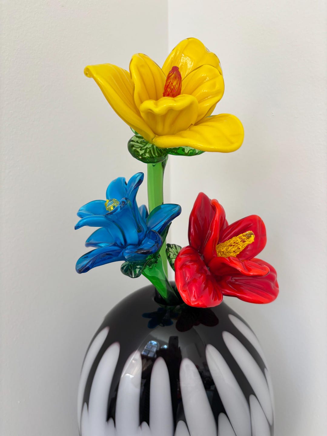 Murano Art Glass Vase. Black and White Vase Contemporary Vase: Seguso ...