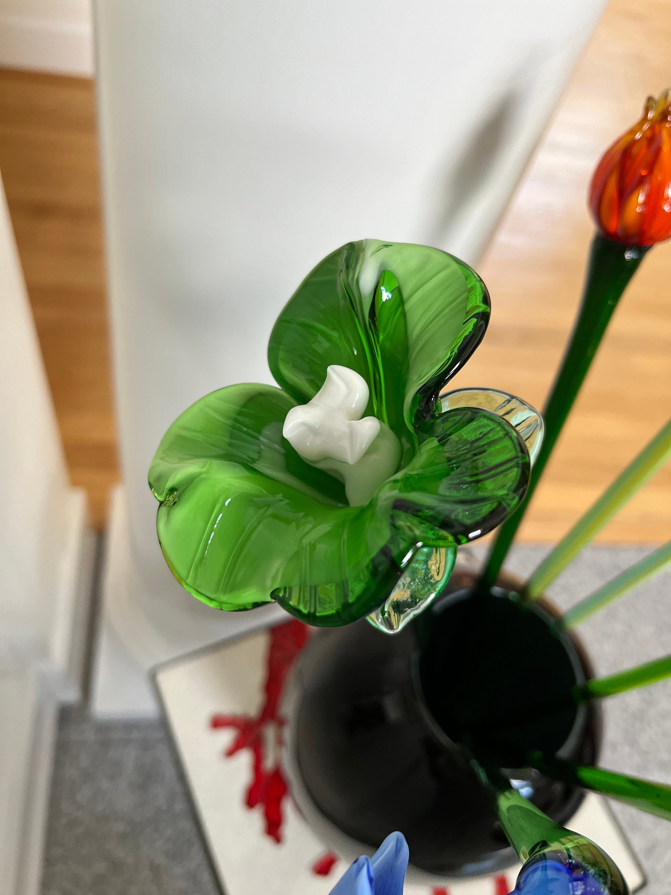 Murano Style Long Stem Glass Flowers, 19 Long. Multi Color Art Glass ...