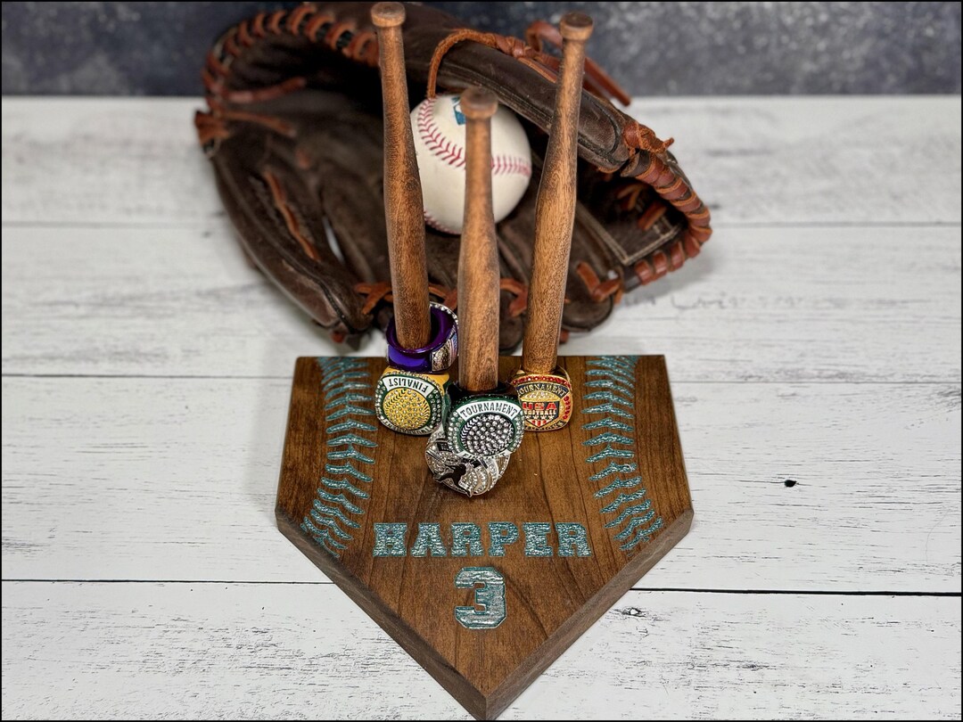 Baseball Softball Championship Ring Holder, Personalized Wooden Bat ...