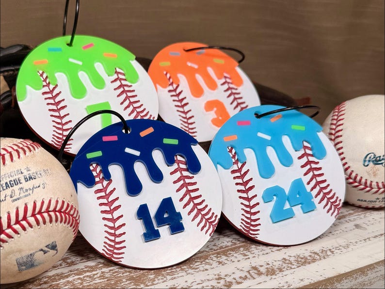 Customizable Drip Baseball Bag Tag, Acrylic Baseball Gift - Etsy