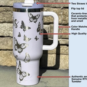 Custom Engraved 40oz Tumbler With Butterfly Design - Insulated RTIC ...