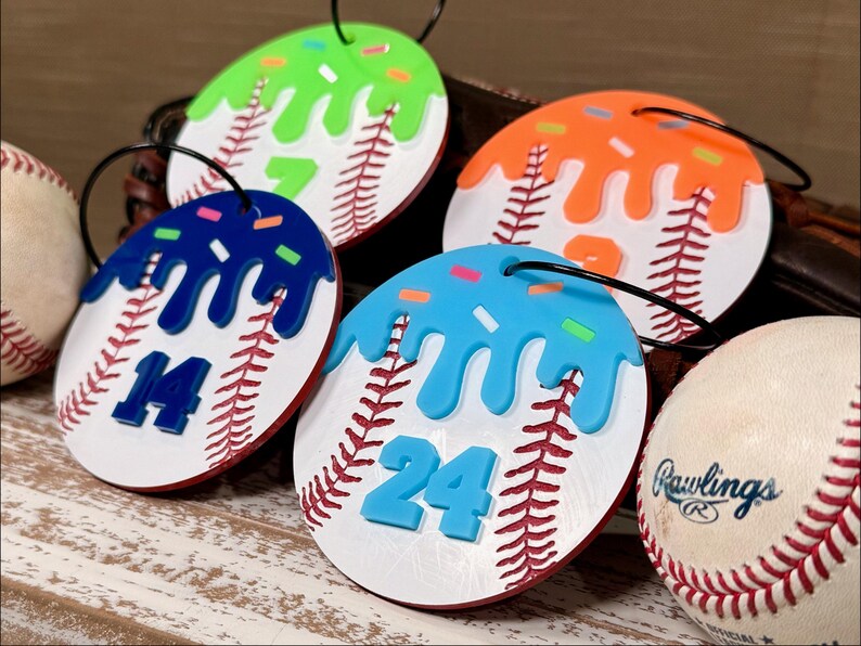 Customizable Drip Baseball Bag Tag, Acrylic Baseball Gift - Etsy