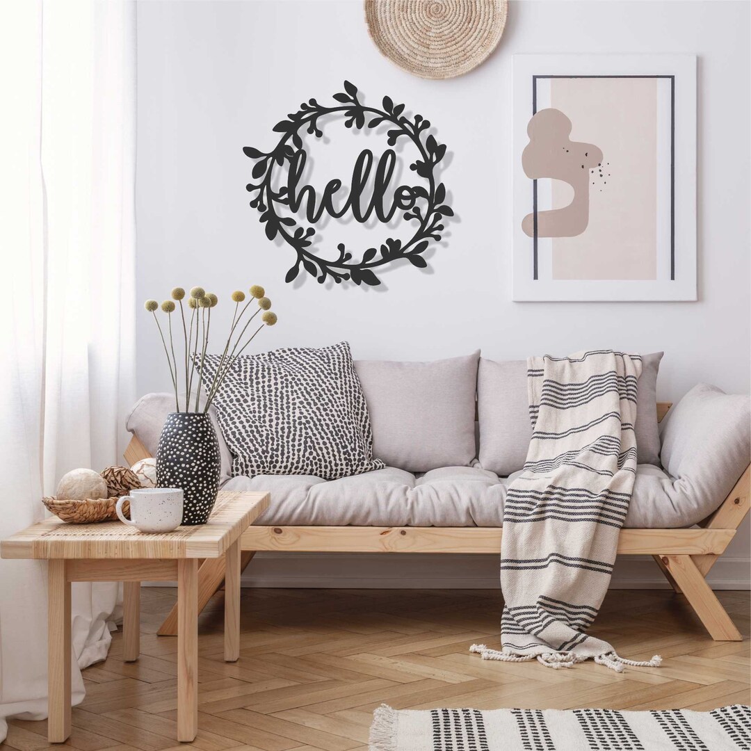 Floral Hello Metal Wall Art , Metal Hello Sign Wall Decor,front Door ...