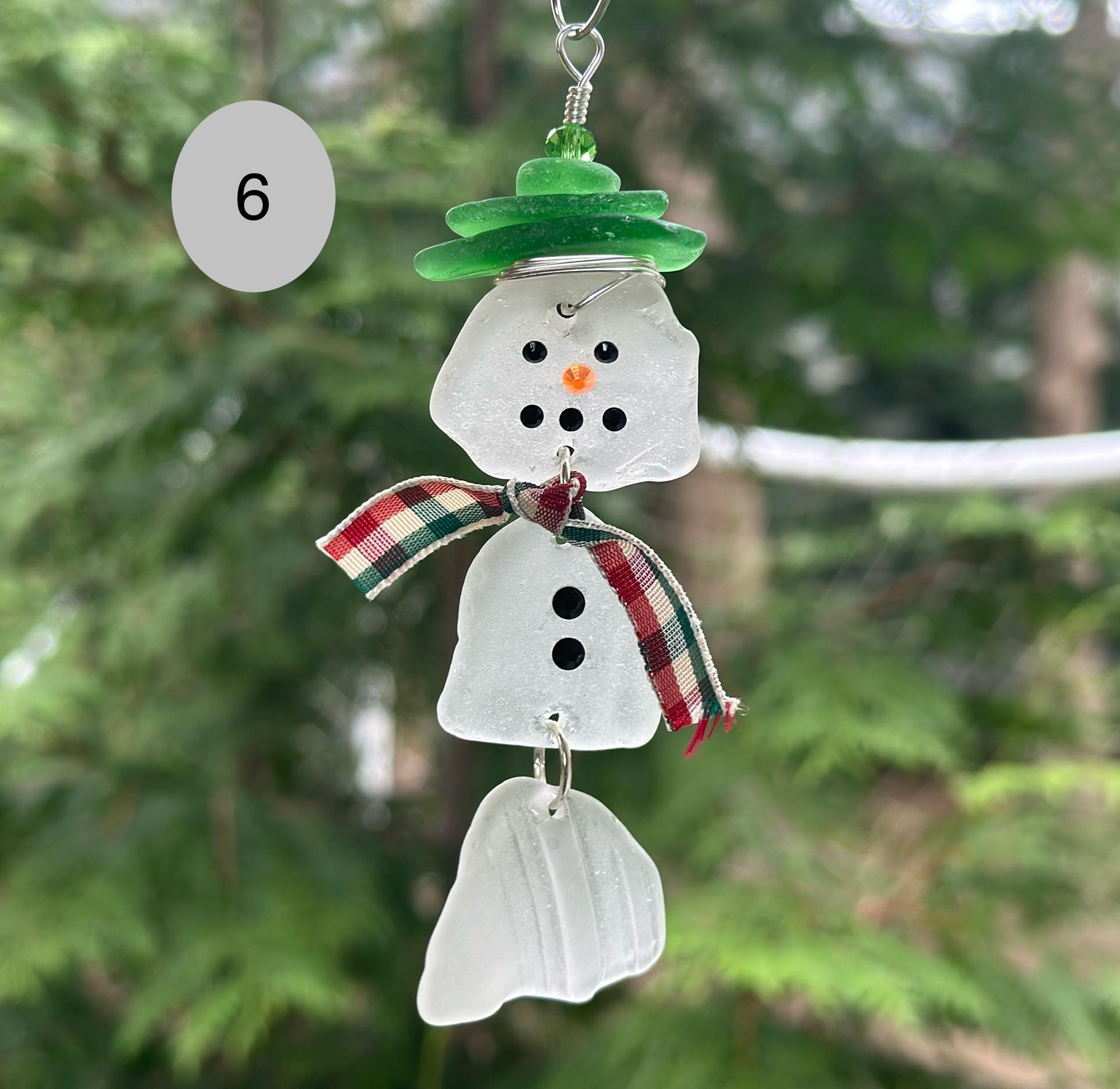 Sea Glass Snowman Ornament Swipe Through 9 Options to Choose From - Etsy