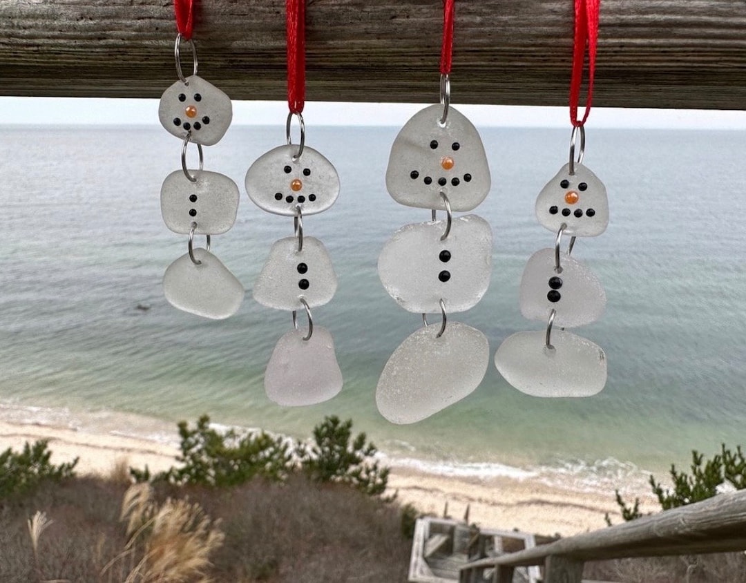 Sea Glass Snowman Ornament Swipe Through 9 Options to Choose From - Etsy