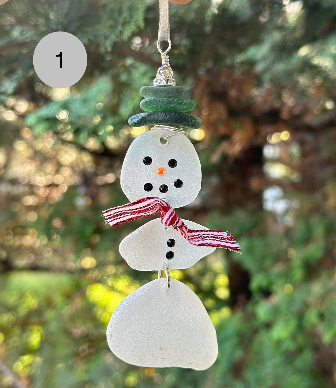 Sea Glass Snowman Ornament Swipe Through 9 Options to Choose From - Etsy