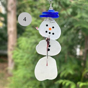 Sea Glass Snowman Ornament Swipe Through 9 Options to Choose From - Etsy