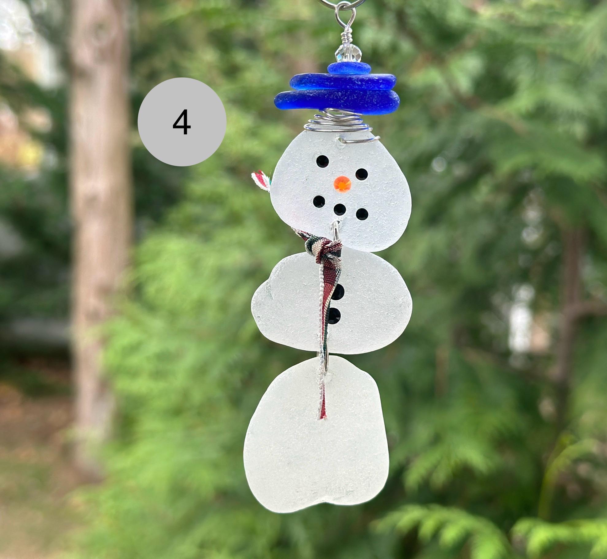 Sea Glass Snowman Ornament Swipe Through 9 Options to Choose From - Etsy