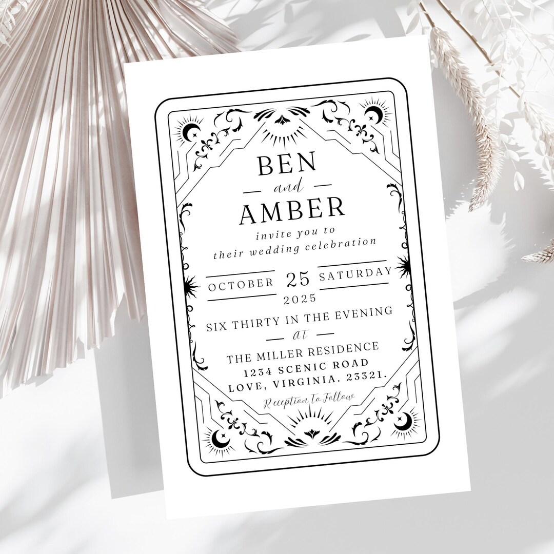 Gothic Tarot Wedding Invitation, Micro Wedding Custom Cardstock, Til ...