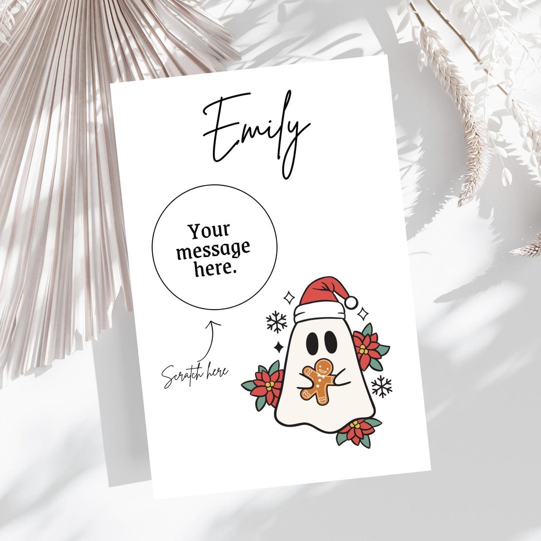 Custom Holiday Gingerbread Man Scratch off Card, Spooky Santa Christmas ...