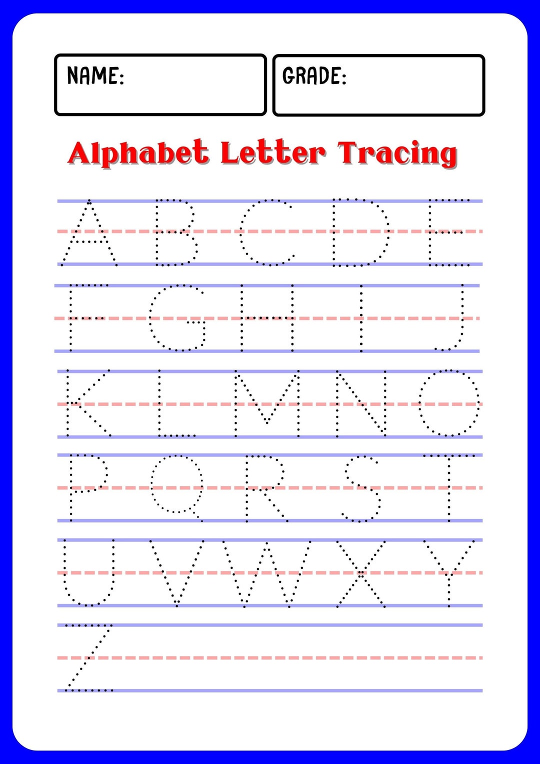 Alphabet Tracing, A4 Printable Alphabeth - Etsy
