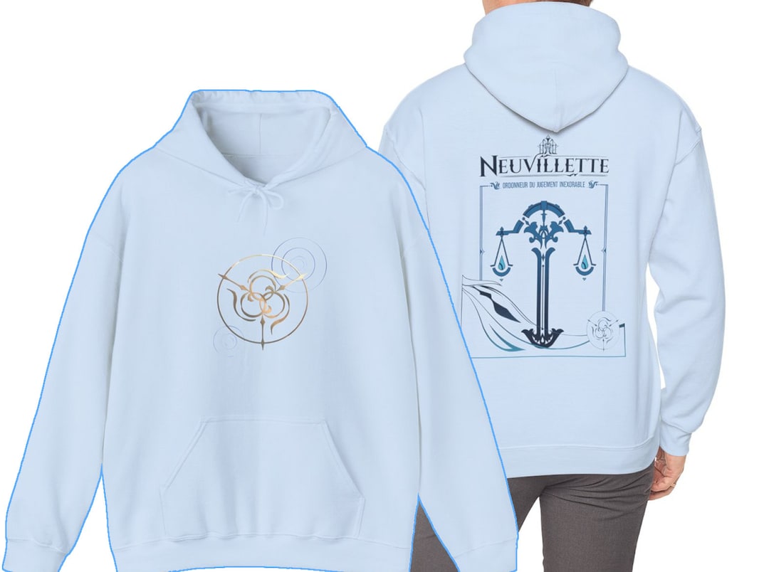 Neuvillette Graphic Tee Style Back Printed Unisex Hooded Sweatshirt ...