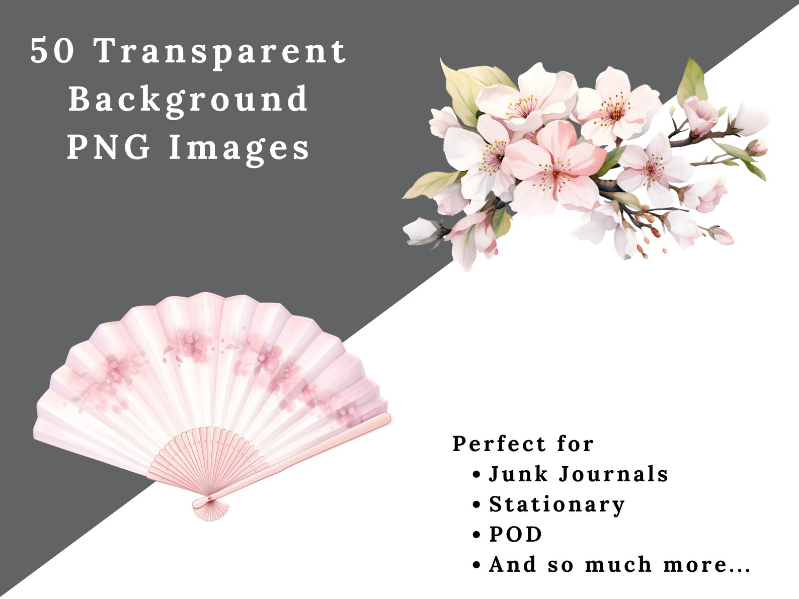 Watercolor Cherry Blossom Clipart Bundle, Floral Watercolor PNG, Sakura ...