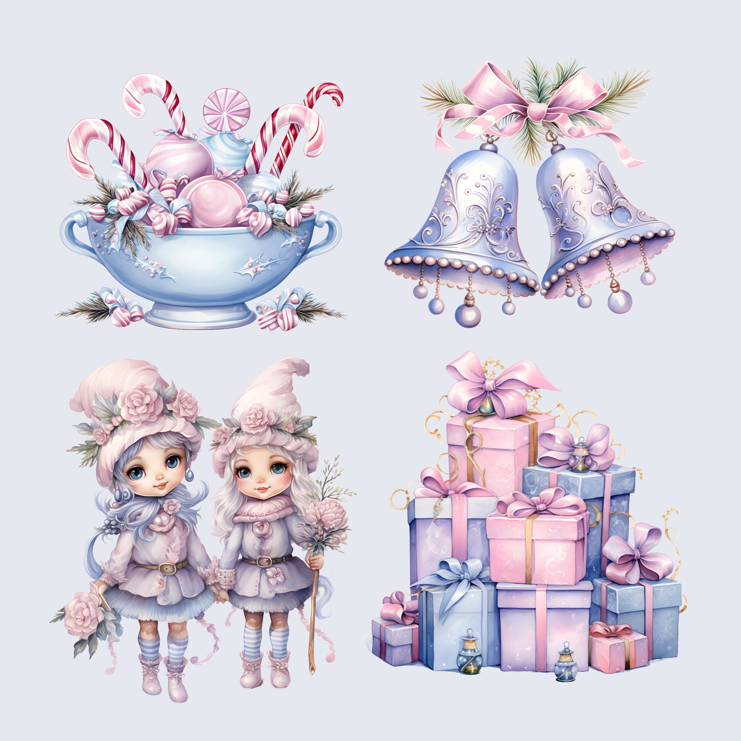 Pastel Watercolor Christmas Clipart Christmas Clipart Commercial Use ...