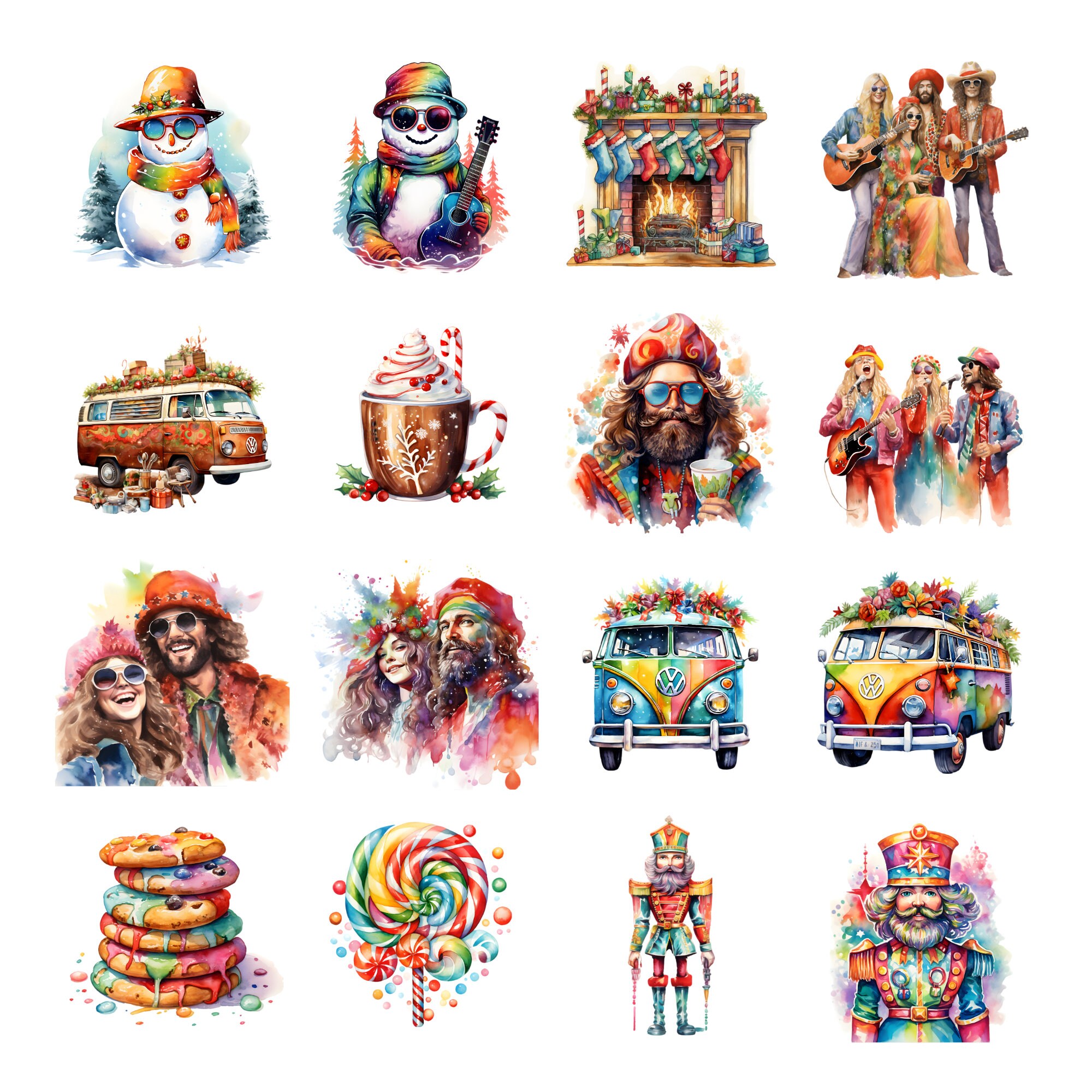 Groovy Christmas Clipart Christmas Clipart Commercial Use Retro Hippie ...