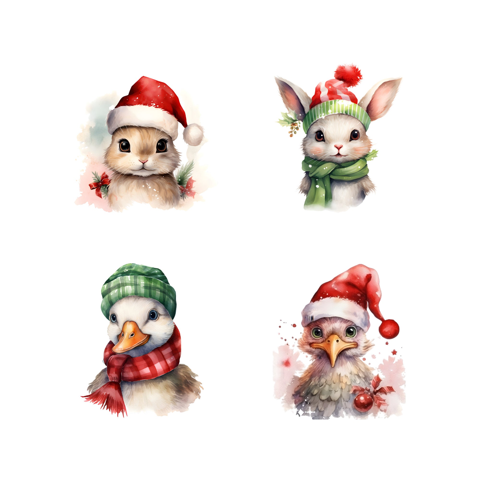 Christmas Baby Animals Clipart, Barnyard Christmas Animal Clipart ...