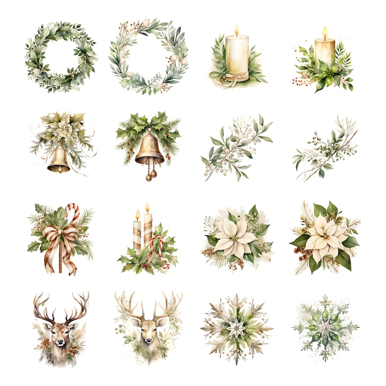 Watercolor Rustic Christmas Clipart Bundle | Cozy Cabin Illustrations ...
