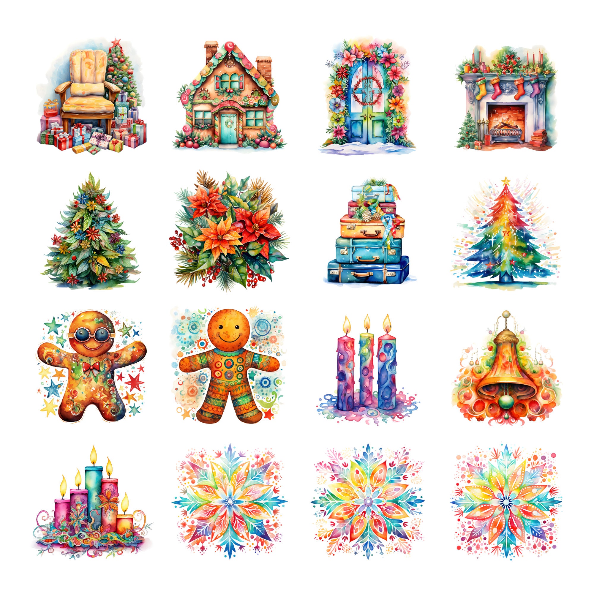 Groovy Christmas Clipart Christmas Clipart Commercial Use Retro Hippie ...