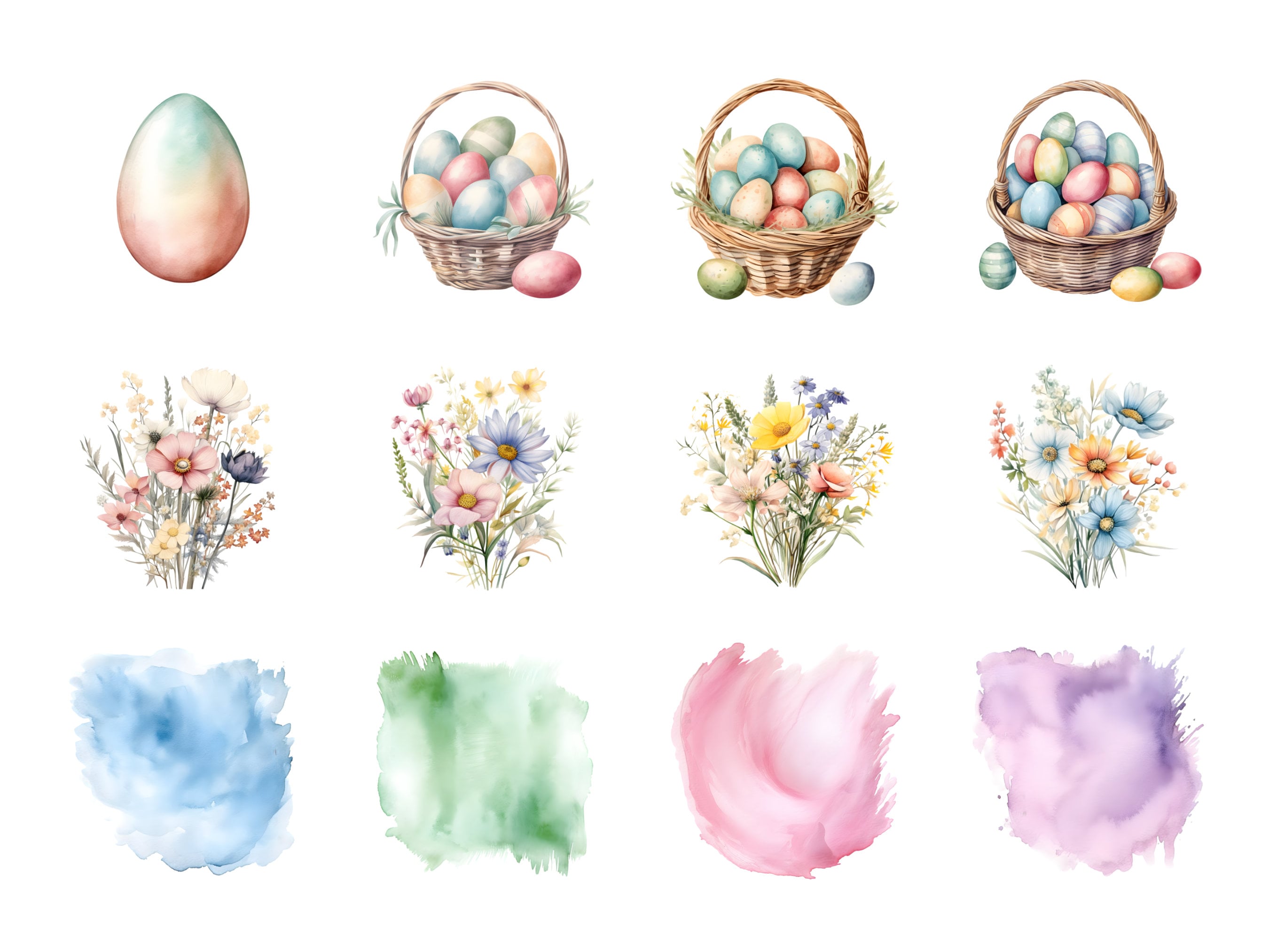 Watercolor Easter Bunny Clipart, Floral Bunnies Collection, Cute Bunny ...