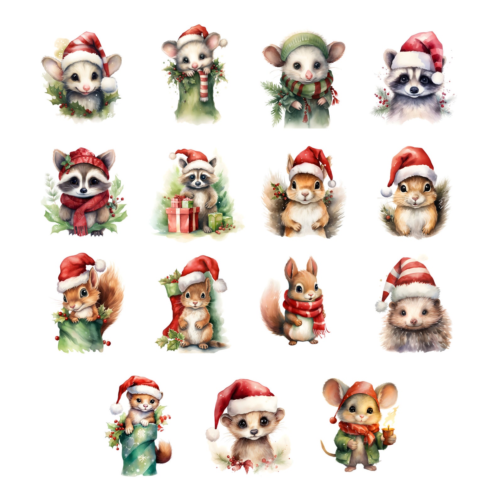 Christmas Baby Animals Clipart, Woodland Christmas Animal Clipart ...
