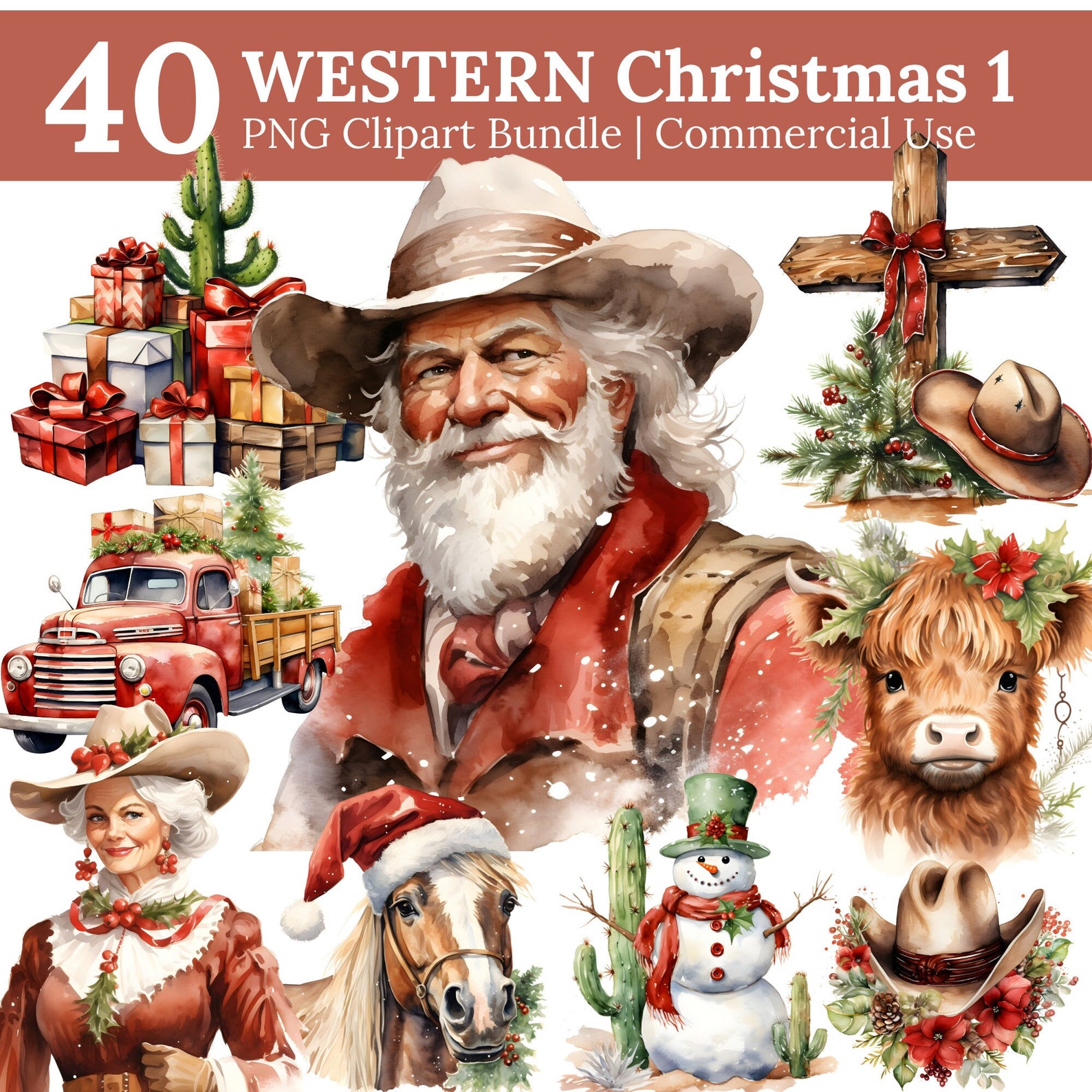 Western Christmas Clipart | Christmas Clipart Commercial Use | Western ...