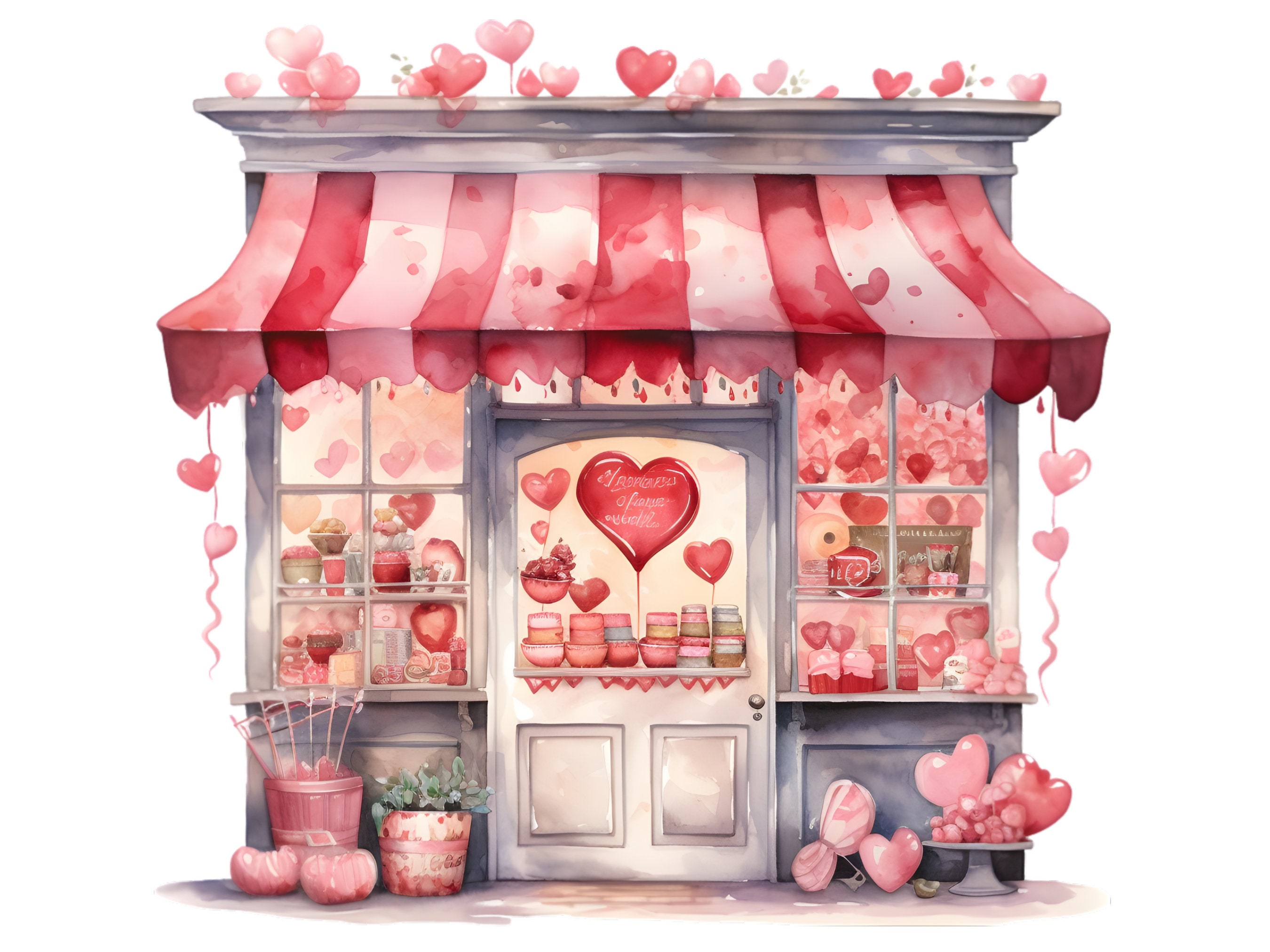 Valentine Candy Land PNG Bundle, Cute Valentines Candy Shop Png Clipart ...