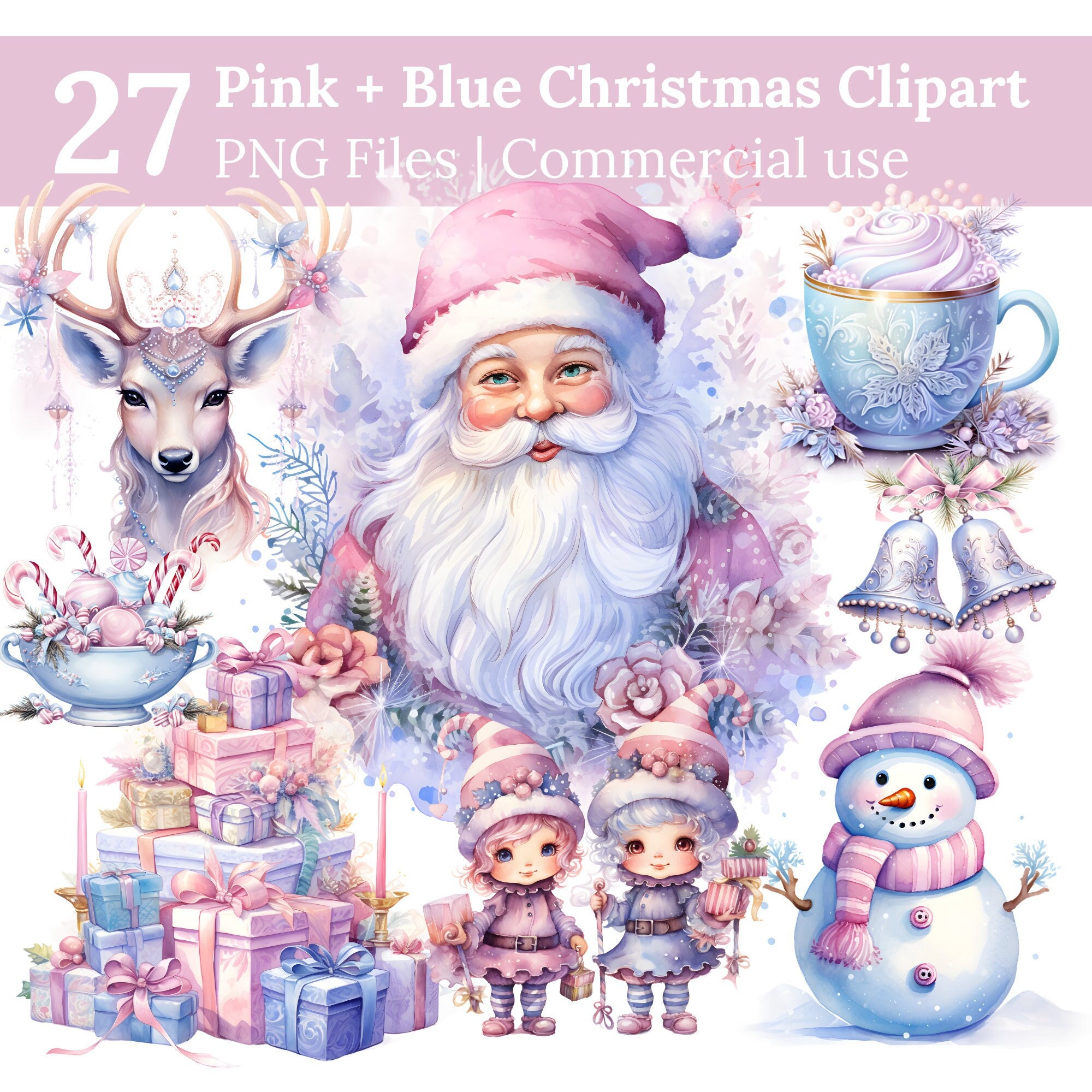 Pastel Watercolor Christmas Clipart Christmas Clipart Commercial Use ...