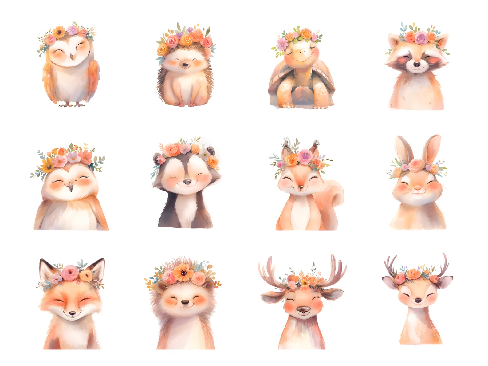 Watercolor Woodland Creatures Clipart Bundle, Whimsical Forest Animals ...