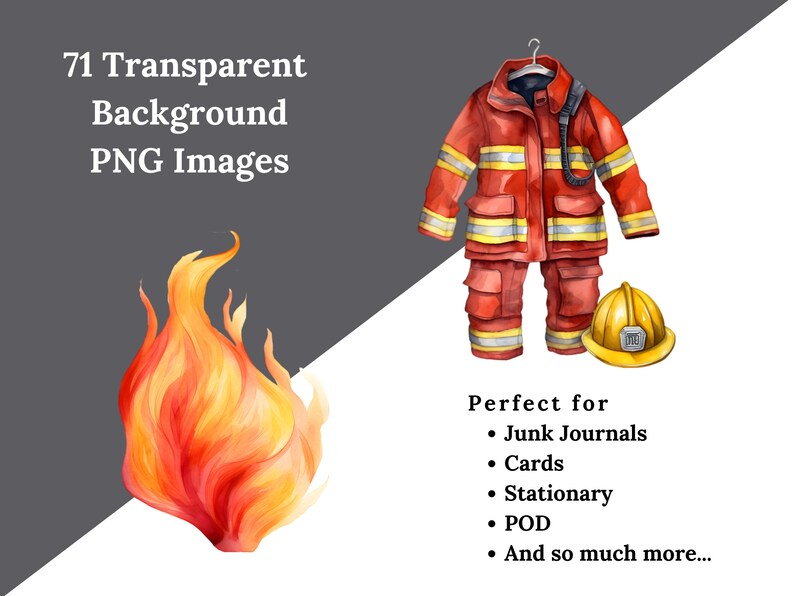 Cute Watercolor Firetruck Clipart Bundle, Fire Department Png, Fireman ...