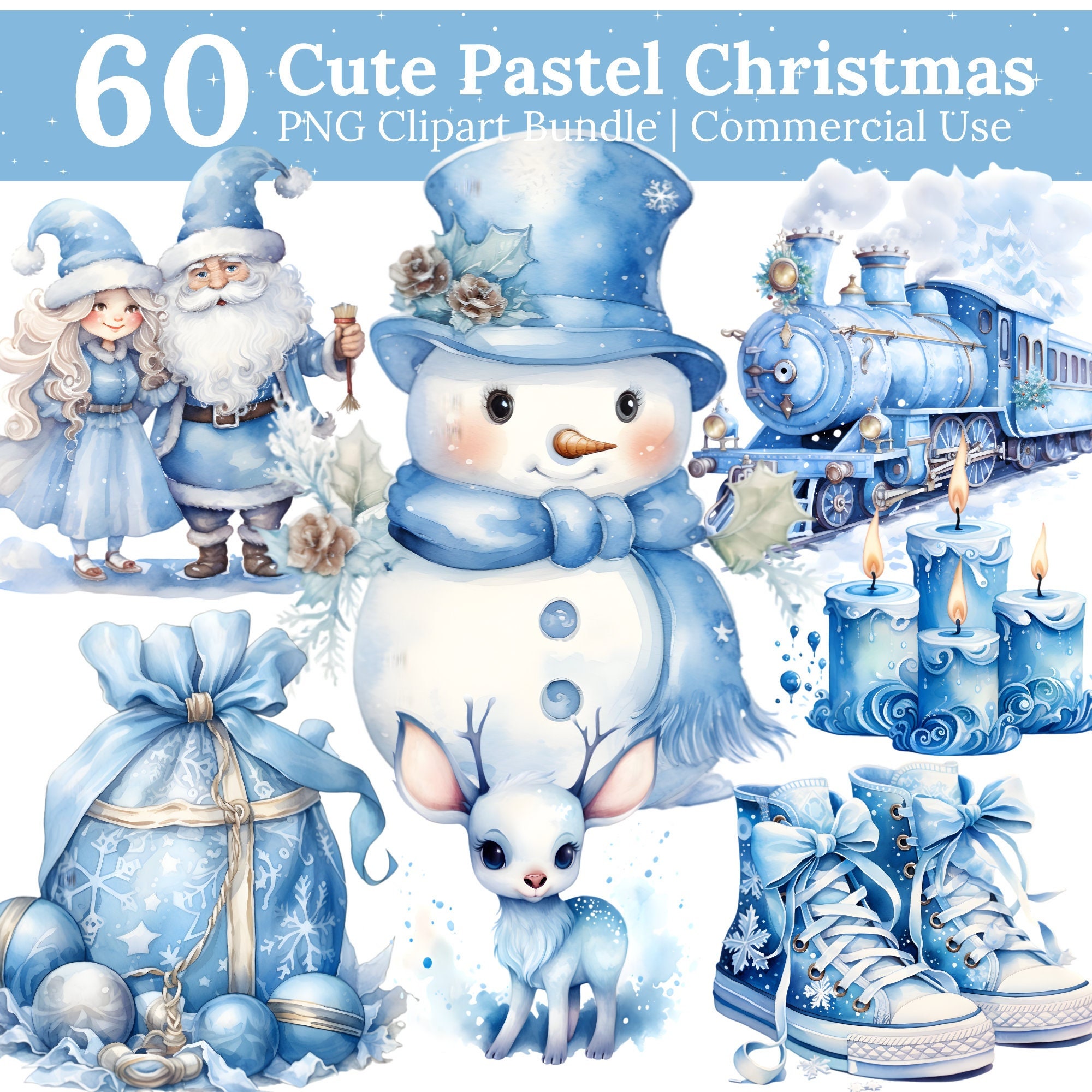 Cute 'tis the Season Watercolor Christmas Clipart, Pastel Christmas ...