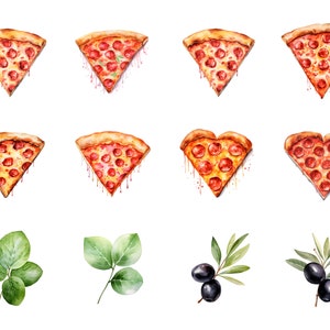 Watercolor Heart Pizza Clipart, Valentine Pizza PNG, Digital Download ...
