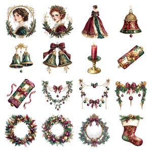 Watercolor Traditional Regency Era Christmas Clipart Bundle, Victorian ...