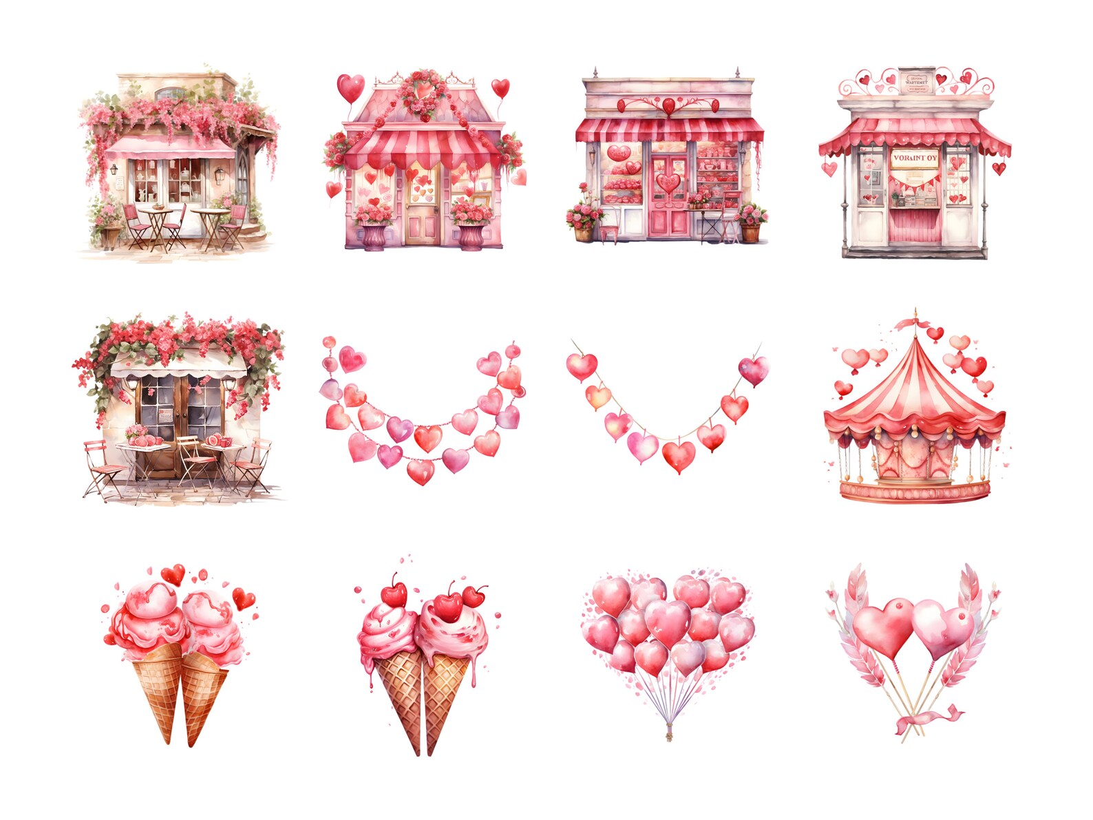Valentine Candy Land PNG Bundle, Cute Valentines Candy Shop Png Clipart ...