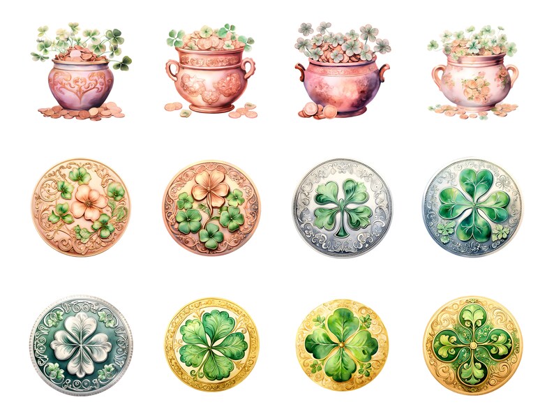 St Patricks Day Watercolor Pot of Gold Clipart, St Patricks Day PNG ...