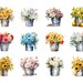 Watercolor Flower Bouquet Clipart Bundle, Floral Watercolor PNG ...